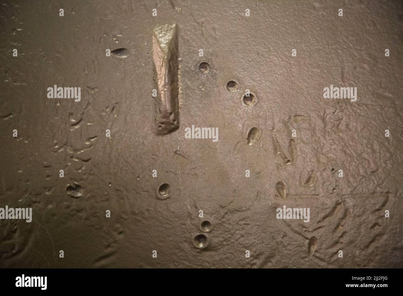 Small arms battle damage on a Sherman Tank, Bovington Tank Museum ...