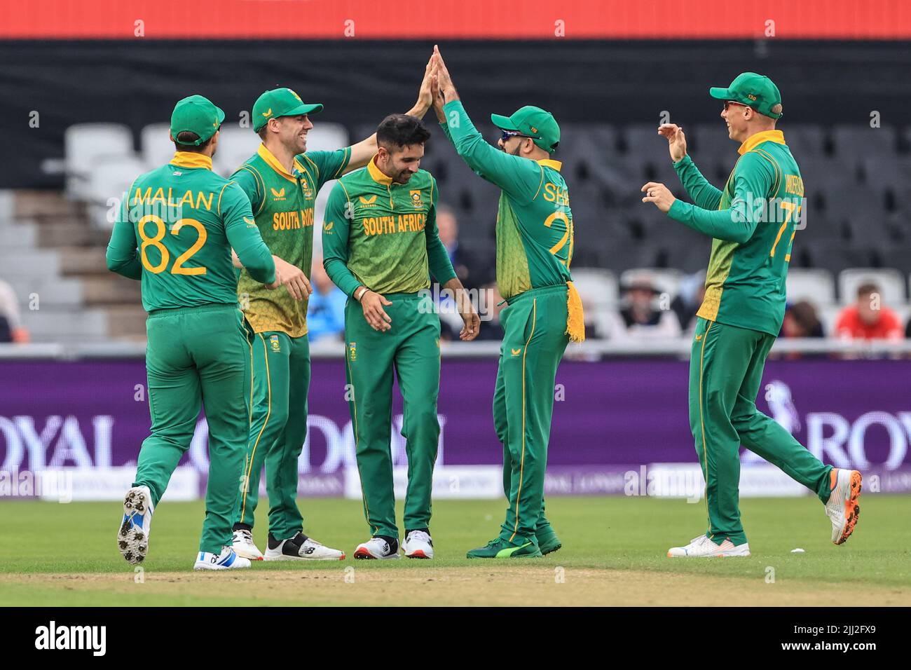 Anrich Nortje of South Africa celebrates catching Moeen Ali of England ...
