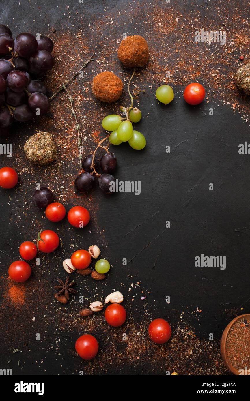 Healthy rustic food recipe frame top view Stock Photo - Alamy