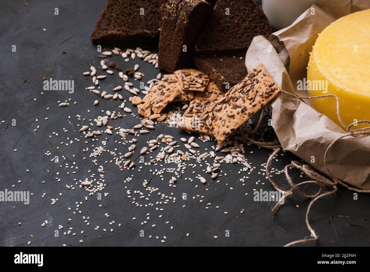 Food composition of gourmet milky products Stock Photo - Alamy