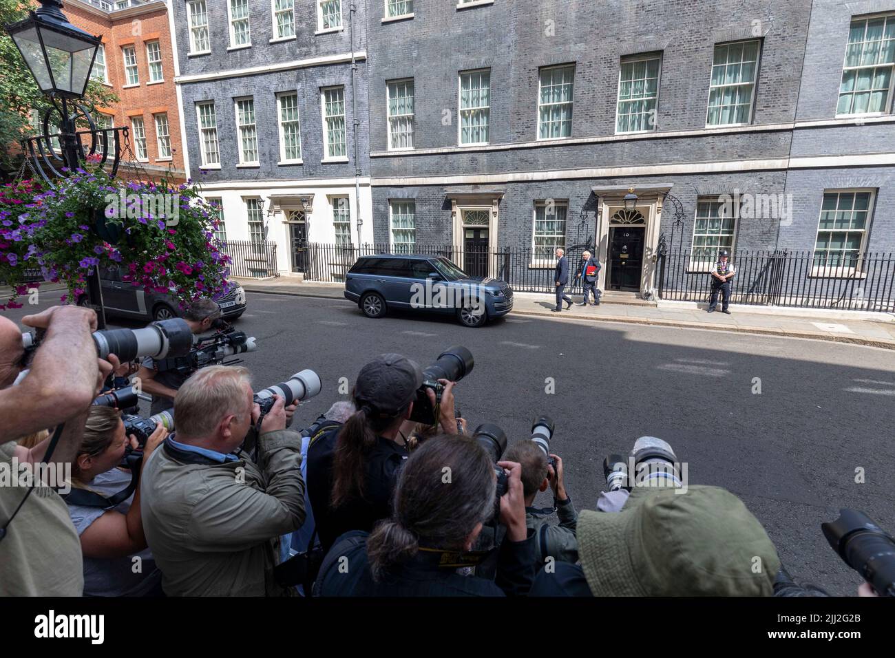 Boris Johnson leaves No. 10 for PMQs the last time. Image shot on 20th ...