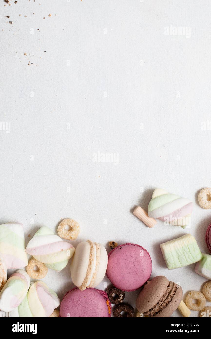 Top view colorful sweets with free space Stock Photo - Alamy