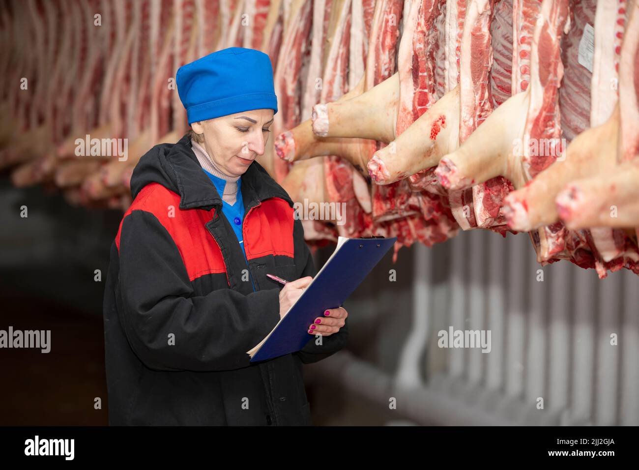 Belarus, city of Gom, April 18, 2022. Meat production.Meat-packing ...