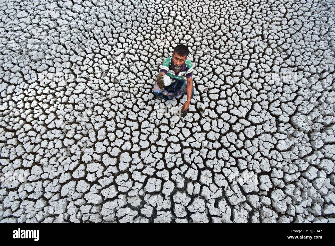 Cracked dry farmland under scorching sun, symbolizing drought, climate ...
