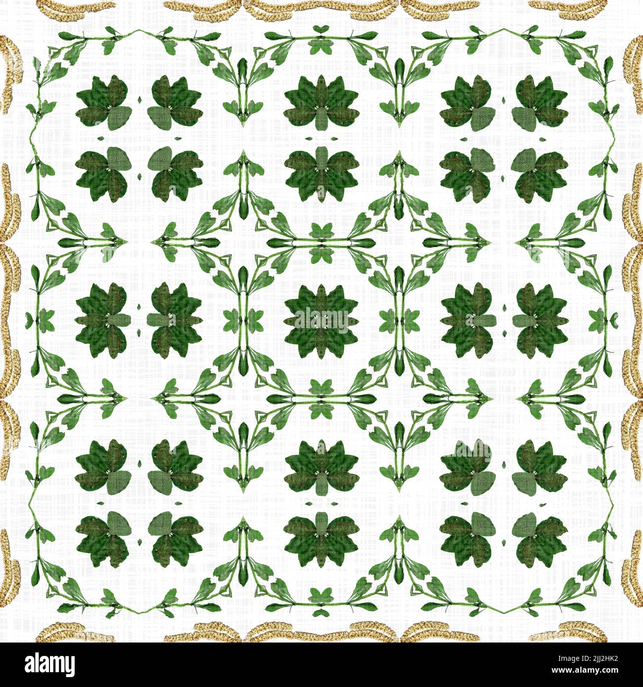 Foliage kaleidoscope seamless texture pattern. Trendy optic fresh ...