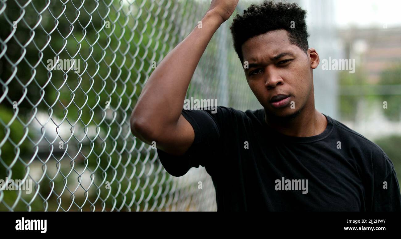 African man staring at camera. Serious black guy walking forward Stock ...