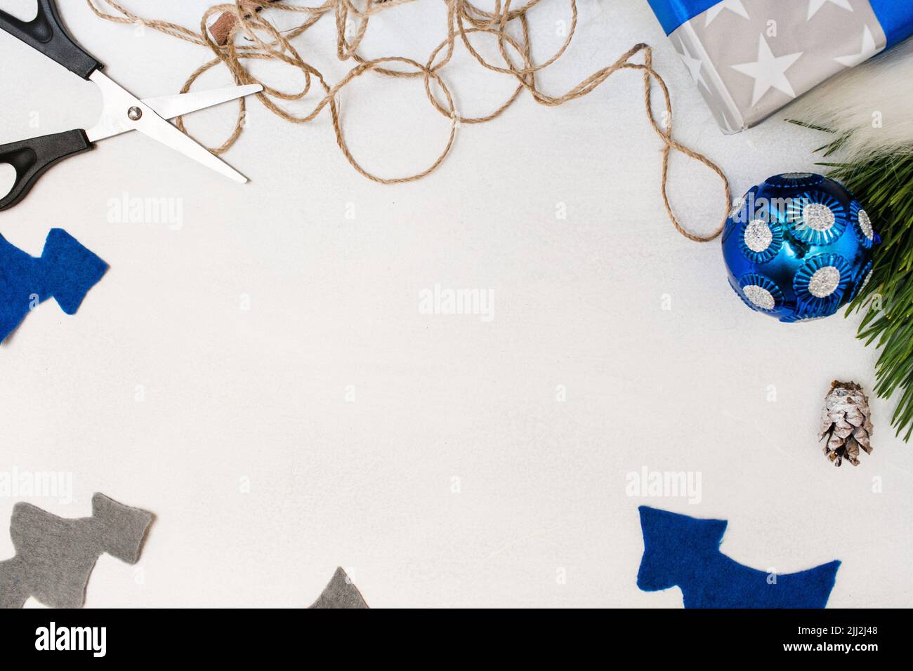 Festive background of Christmas present decoration Stock Photo - Alamy