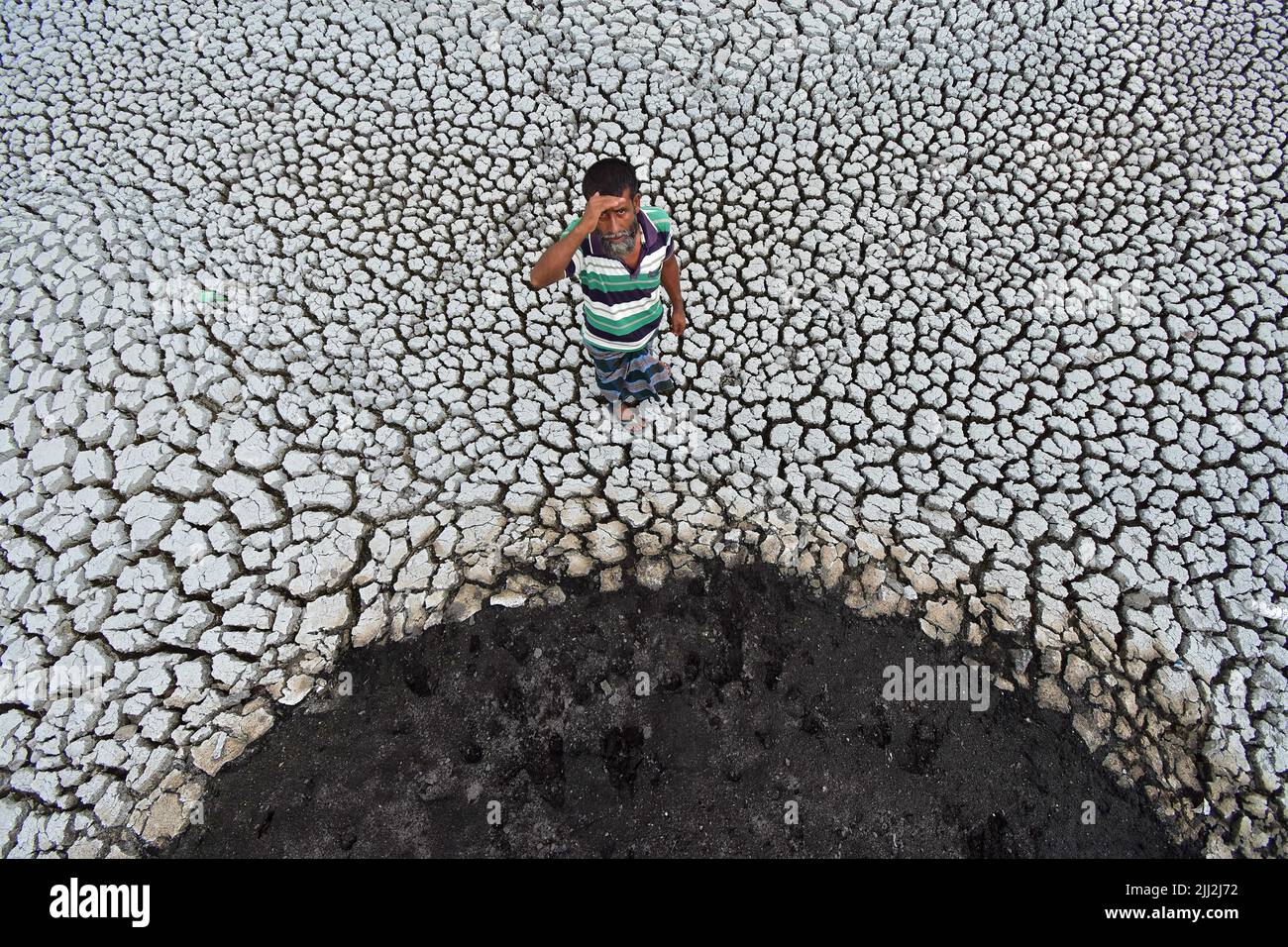 Cracked dry farmland under scorching sun, symbolizing drought, climate ...