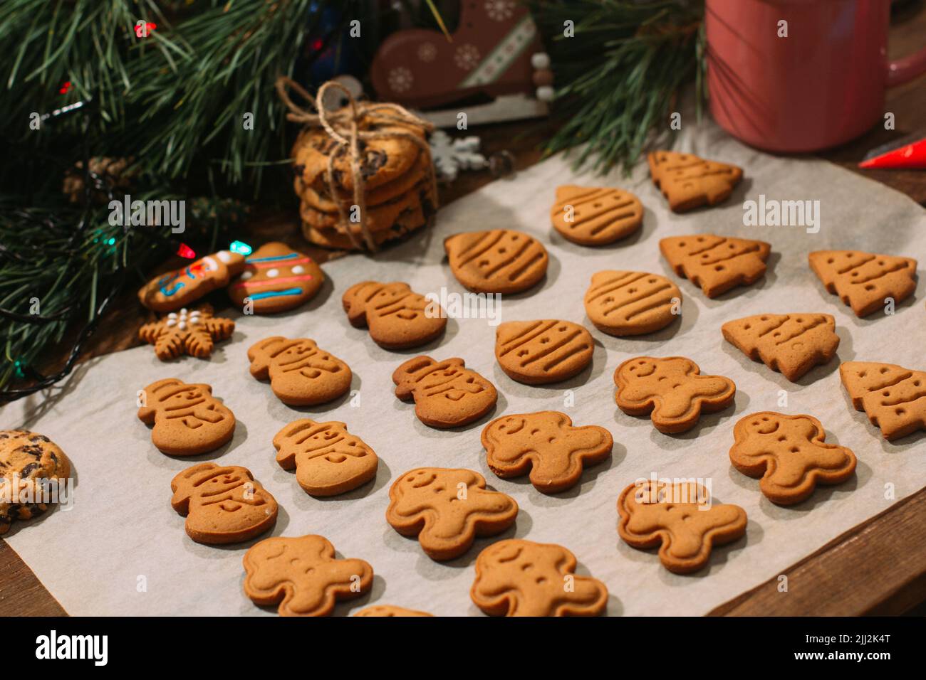Festive background of Christmas bakery Stock Photo - Alamy
