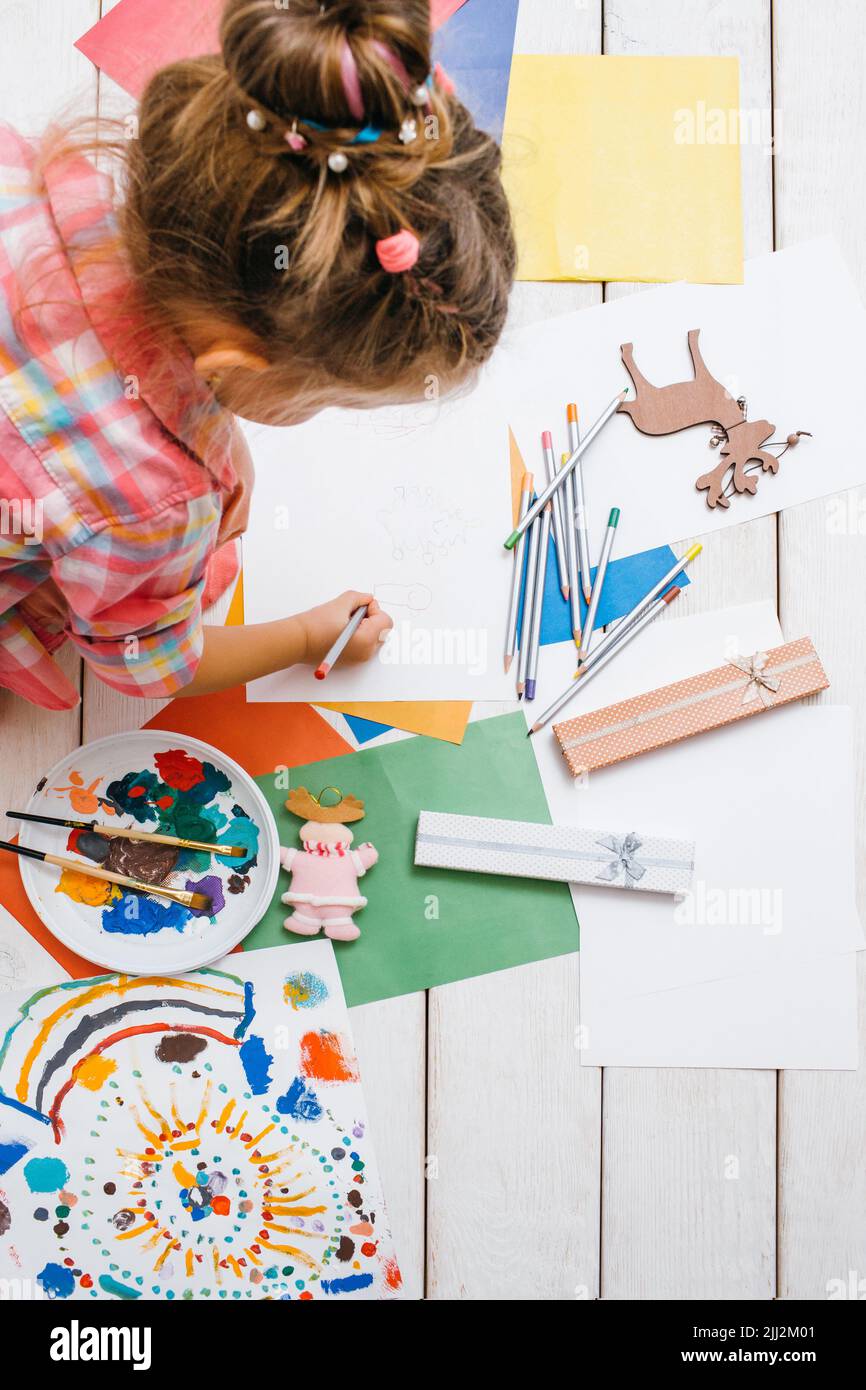 Handmade for kids. Active art childhood Stock Photo - Alamy