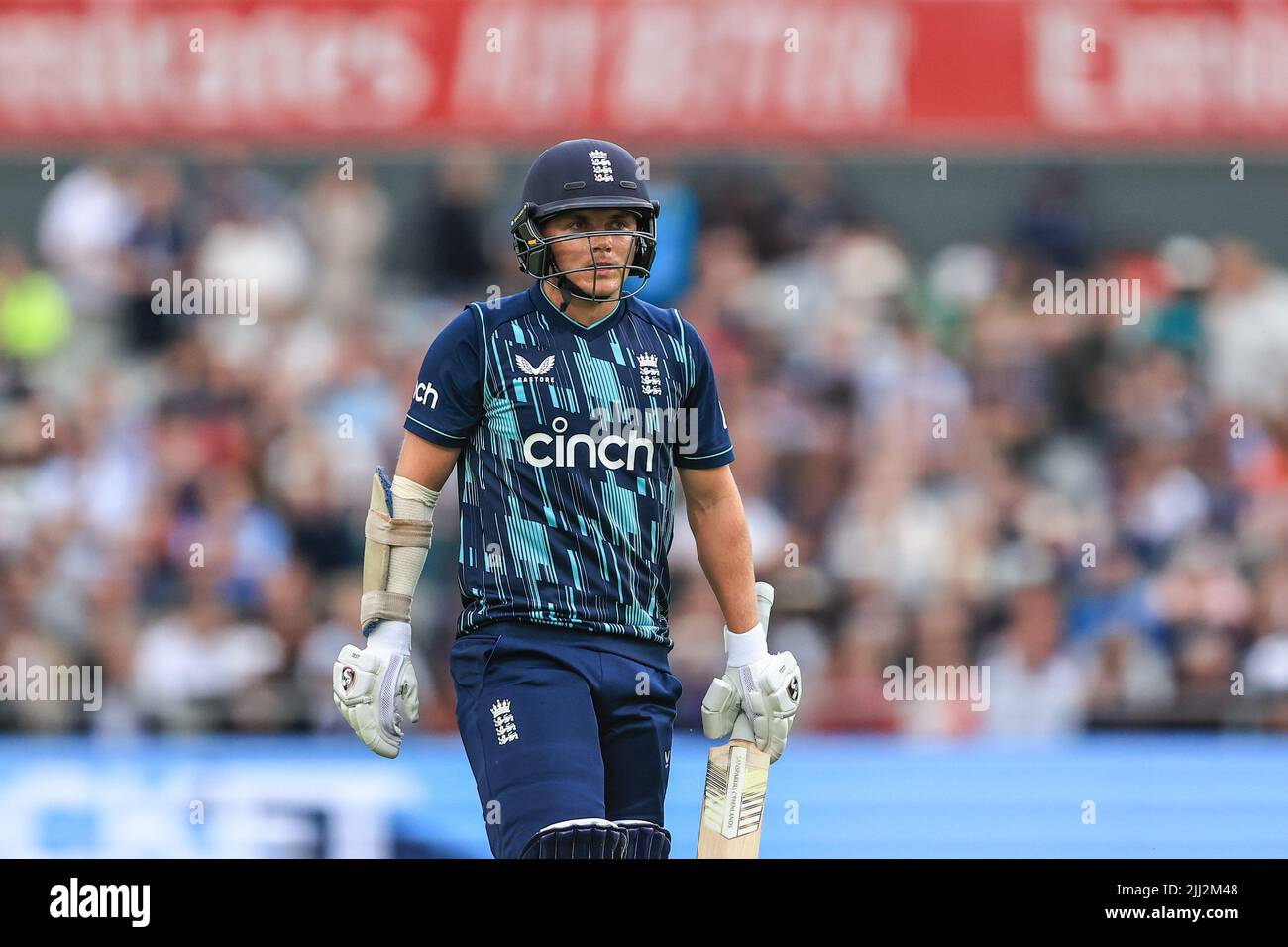 Sam Curran of England leaves the field after Aiden Markram of South ...