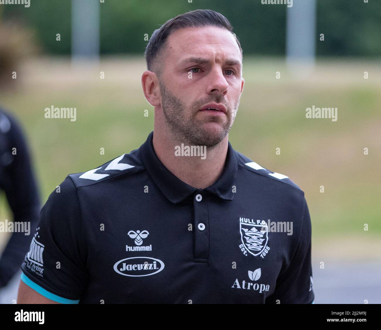 Luke Gale #7 of Hull FC arrives at The MKM Stadium ahead of tonight's ...