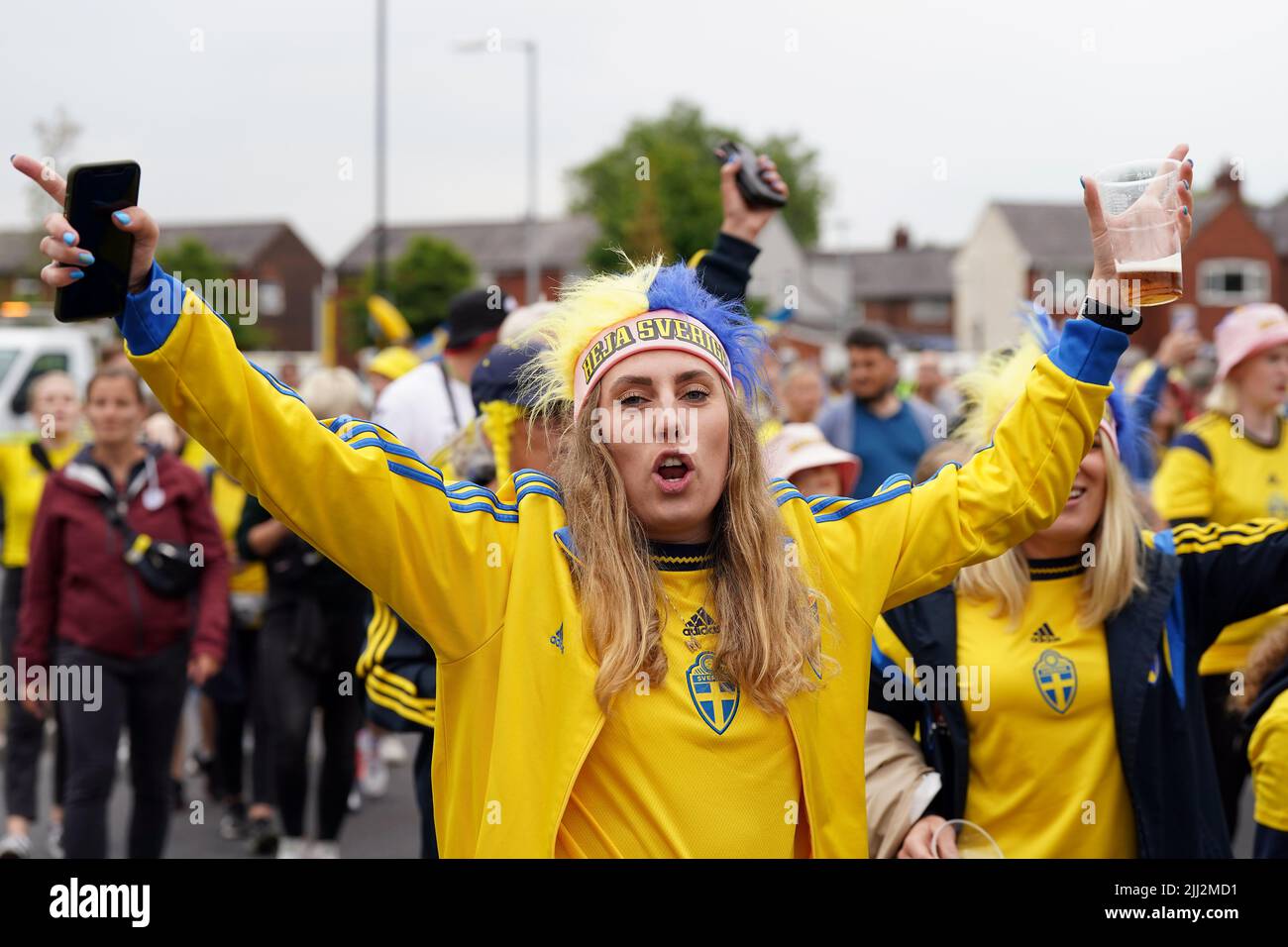 Sweden fans ahead of the UEFA Women's Euro 2022 quarter-final match at ...