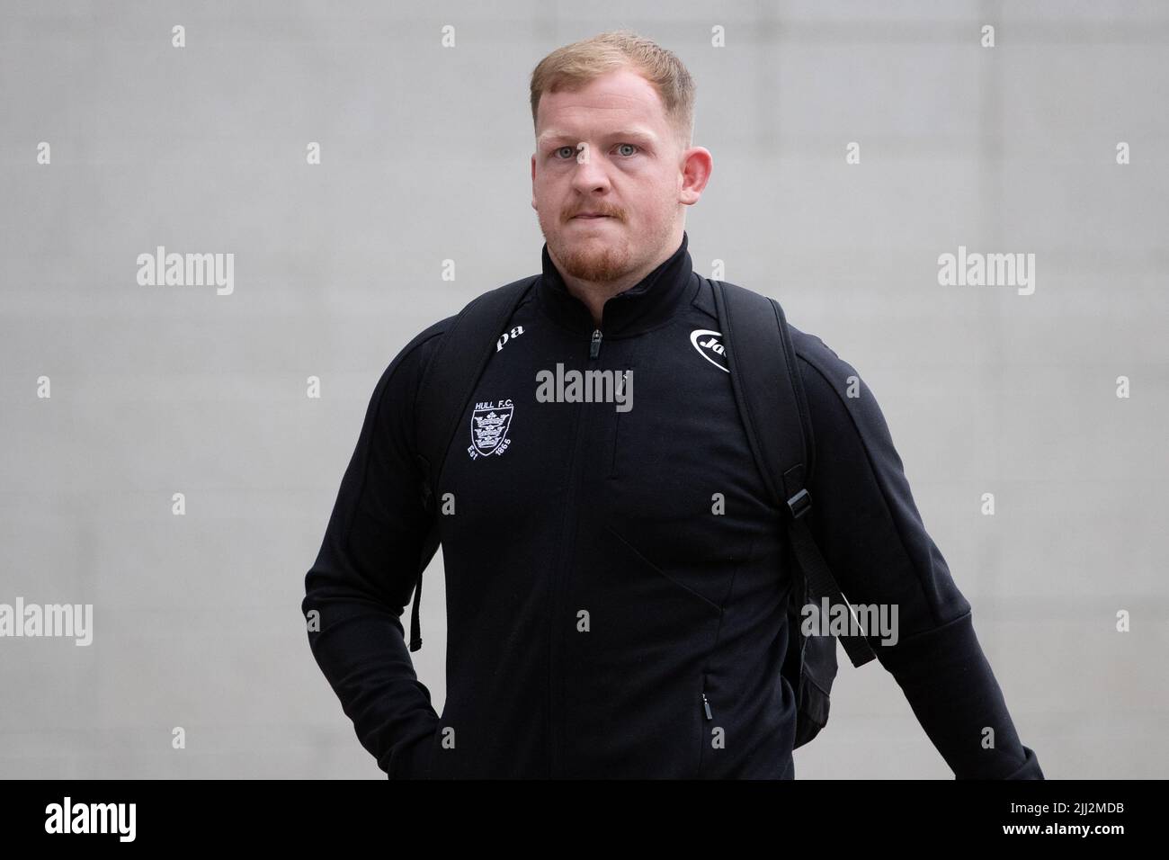 Jordan Johnstone #21 of Hull FC arrives at The MKM Stadium ahead of ...