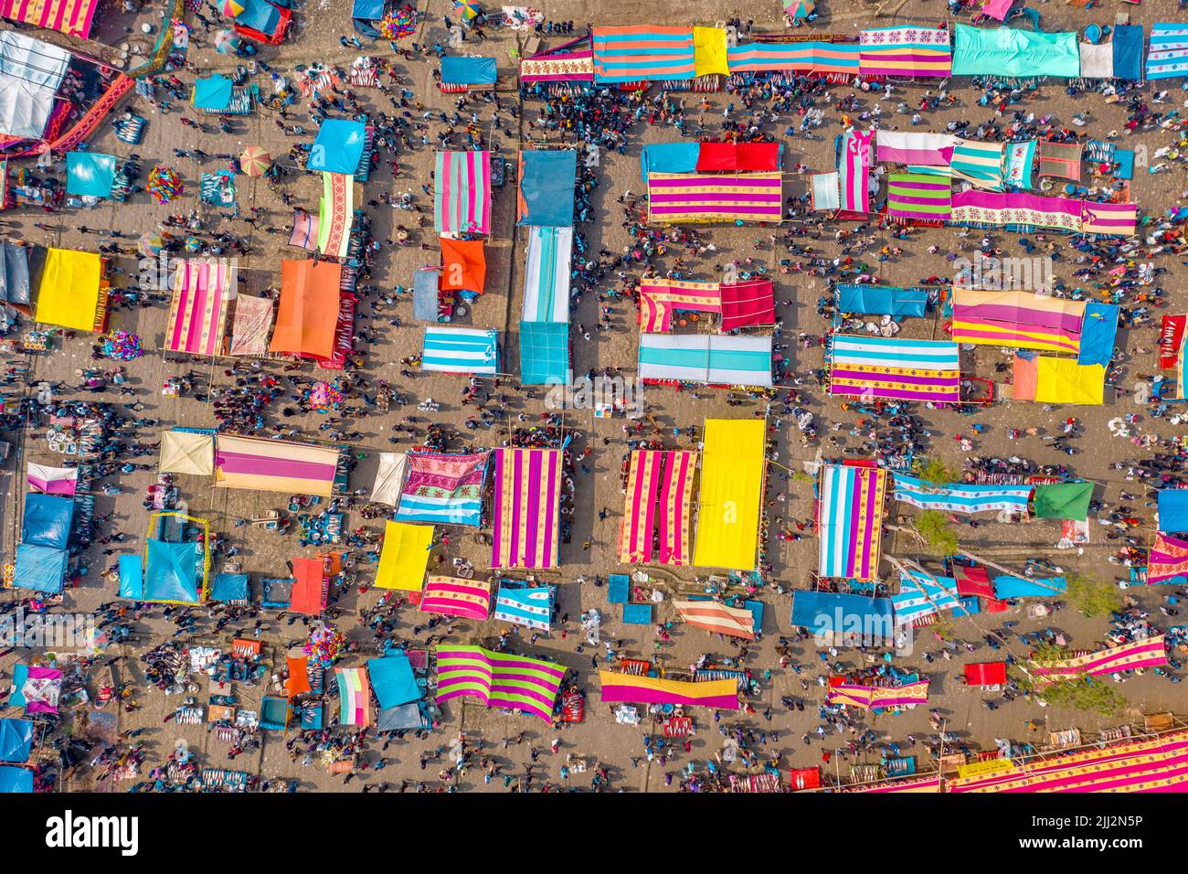 Aerial view of a traditional village fair in Bogra, Bangladesh. It's ...