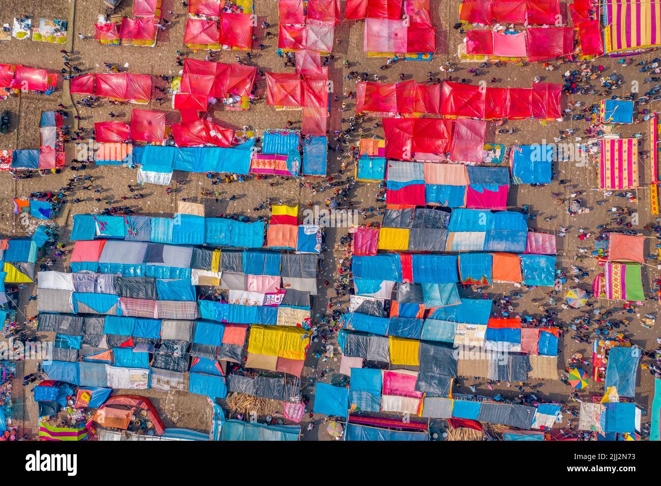 Aerial view of a traditional village fair in Bogra, Bangladesh. It's ...