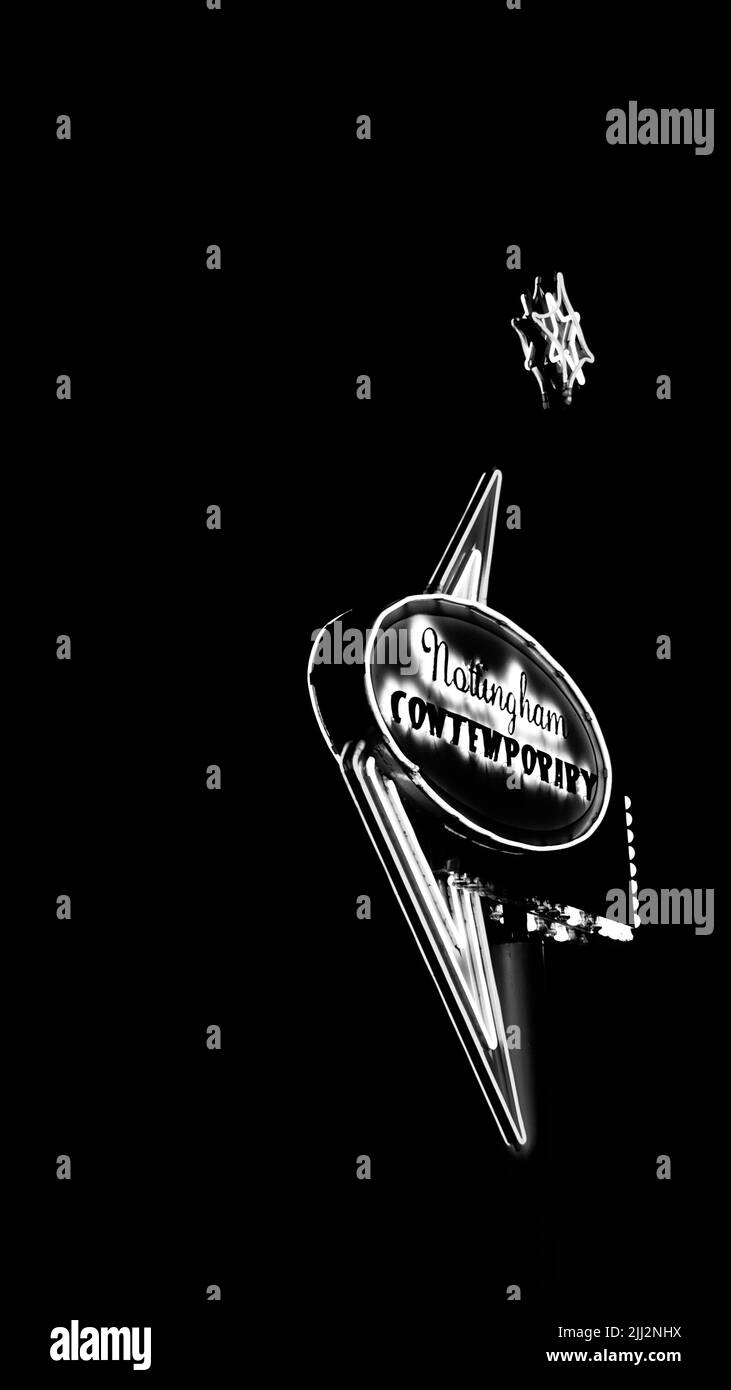 Neon Nottingham Contemporary sign at Night Stock Photo - Alamy