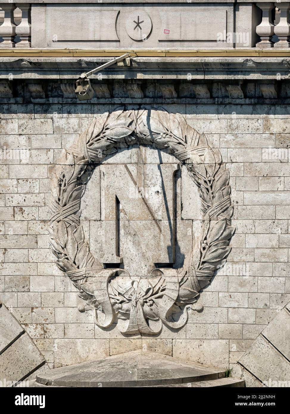 PARIS, FRANCE - AUGUST 03, 2018: Carved imperial insignia of Napoleon ...