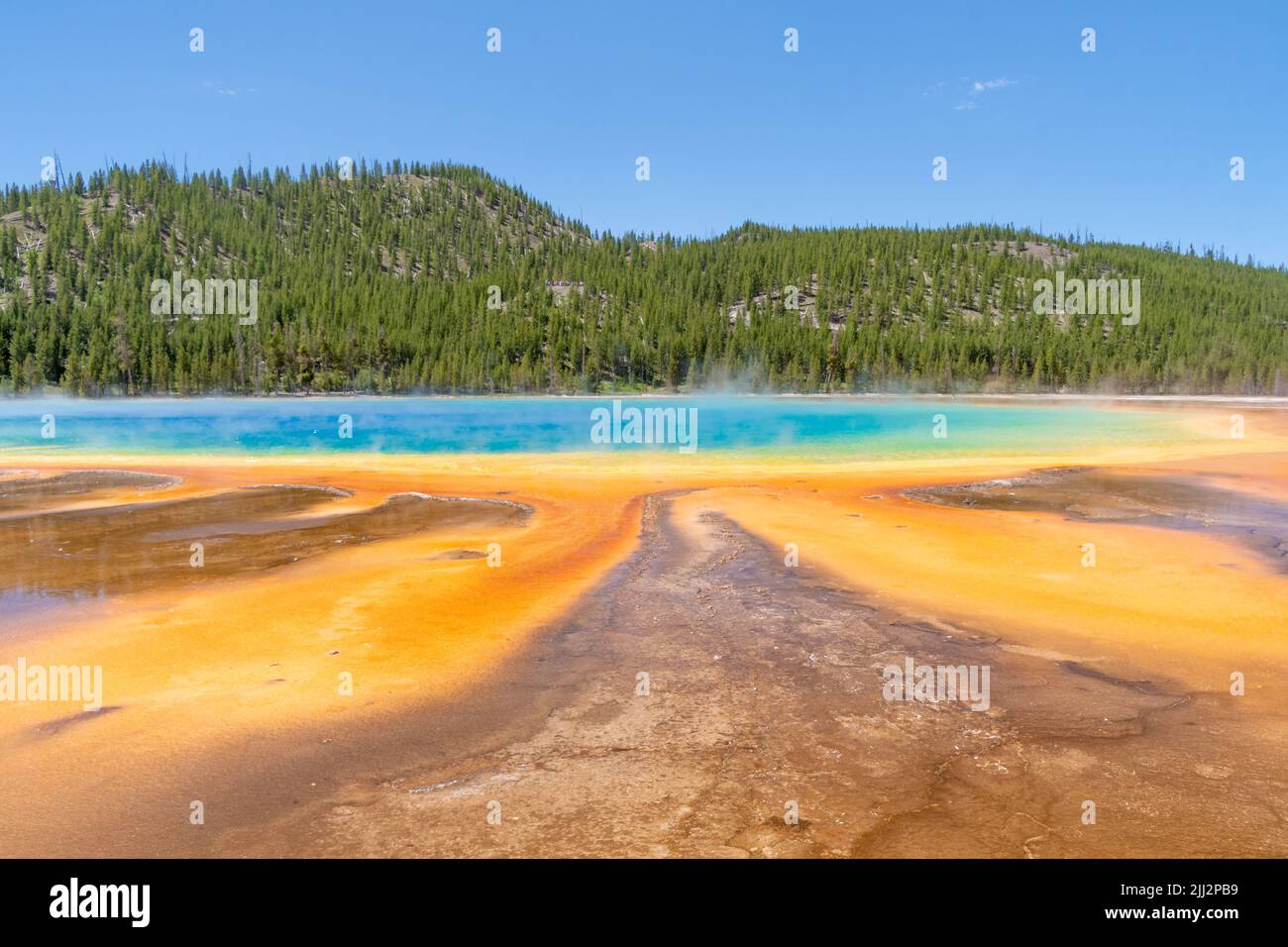 The vibrant colors of Grand Prismatic Spring in Yellowstone National ...