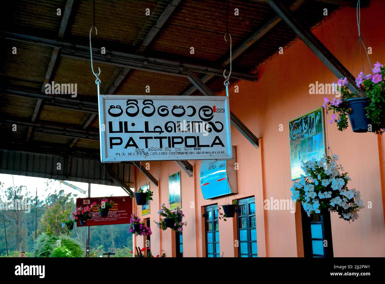 Pattipola railway station board sign, the highest railway station in ...