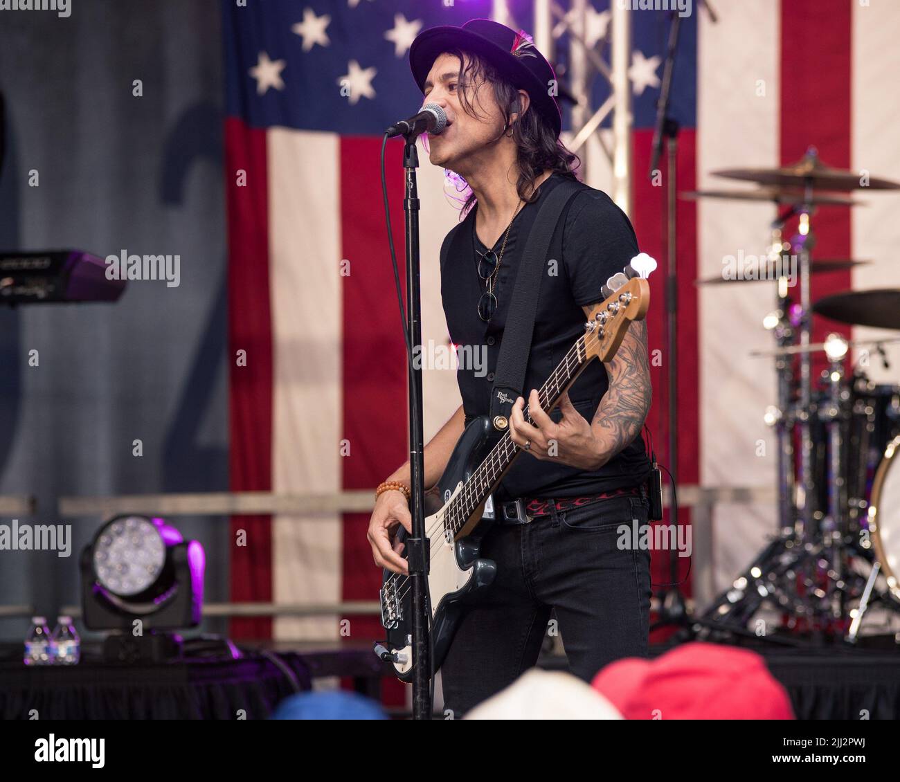New York, USA. 22nd July, 2022. Luis Maldonado on stage for Foreigner ...