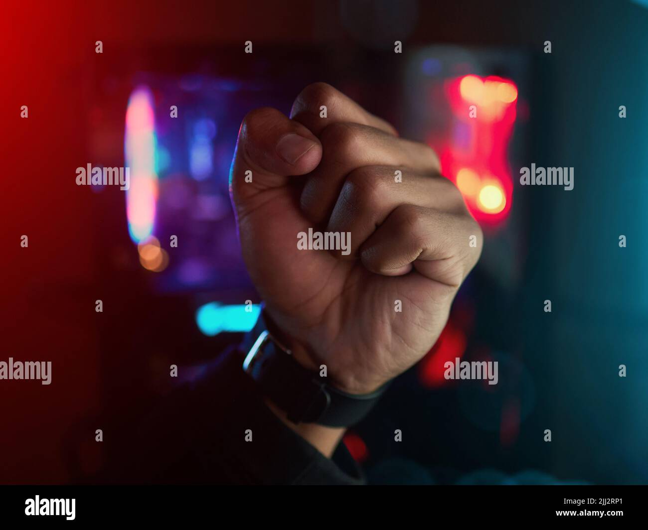 Beating the competition. an unrecognizable male gamer playing video ...