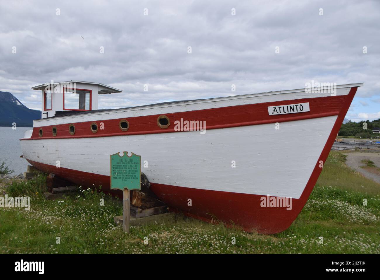 Wooden boat Atlinto in Atlin, BC, Canada Stock Photo - Alamy