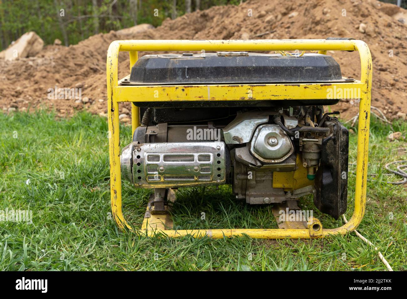 portable gasoline generator operating on a construction site Stock ...