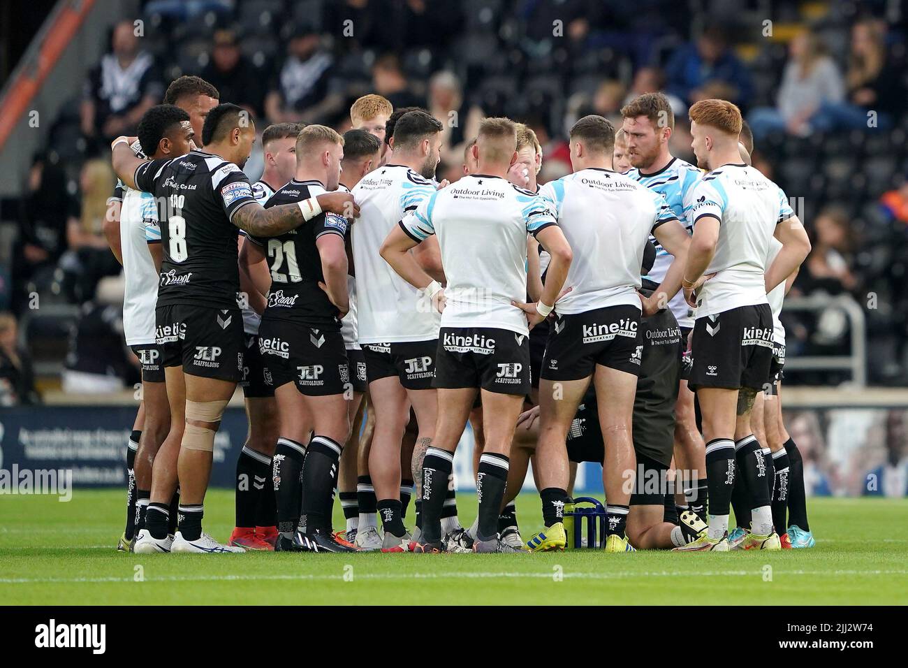 Hull FC warming up before the Betfred Super League match at MKM Stadium ...