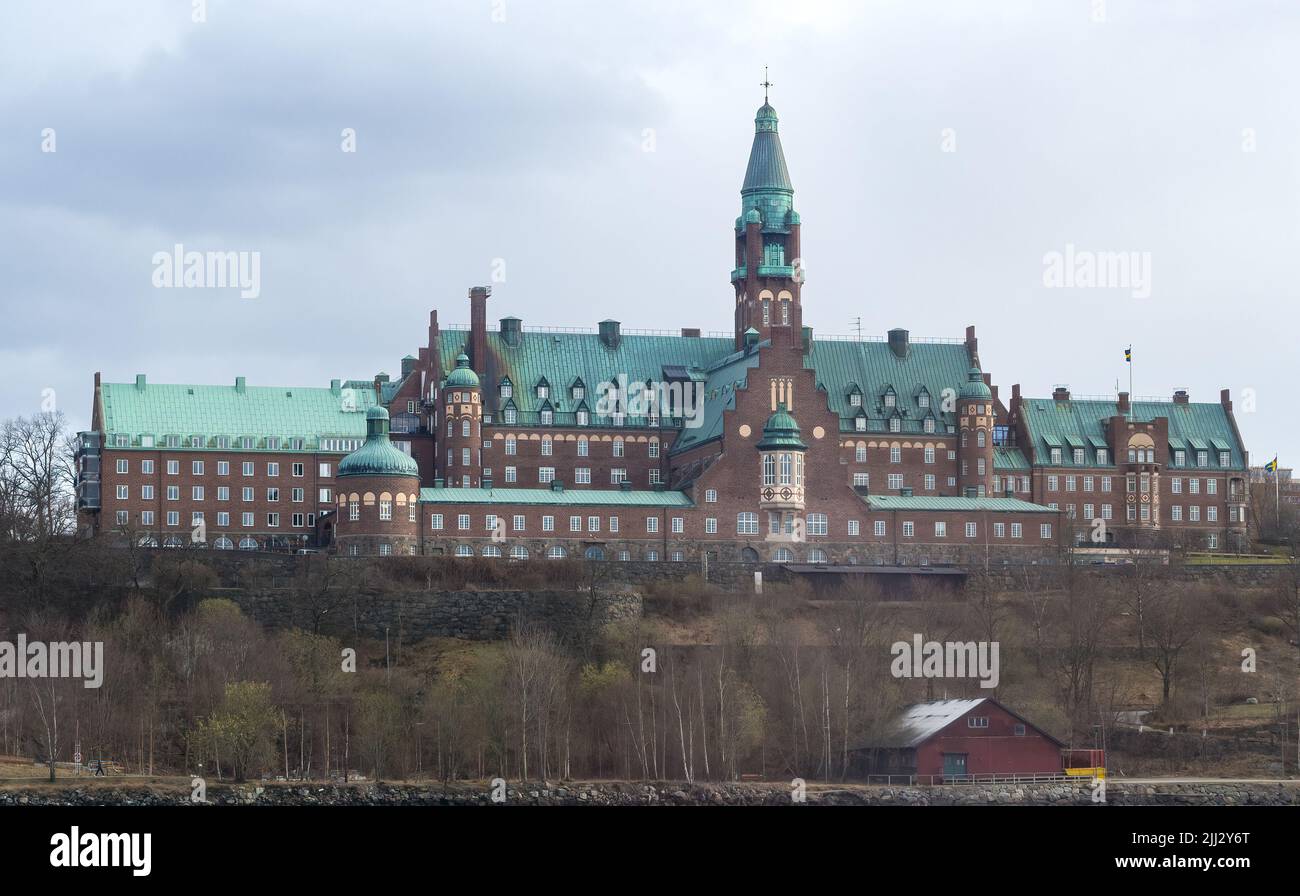 Stockholm, Sweden - 04.16.2017: Beautiful big old brick Danvikshem ...