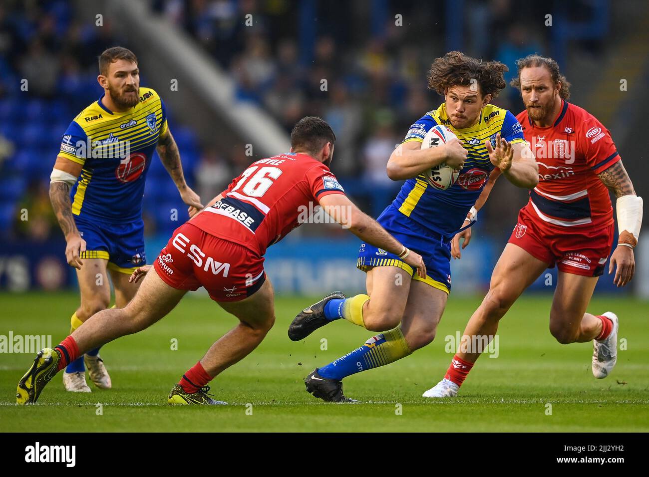 Rob Mulhern #19 of Warrington Wolves in action in, on 7/22/2022. (Photo ...