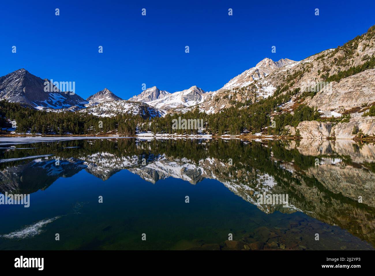 Sierra peaks reflected in Long Lake, Little Lakes Valley, John Muir ...