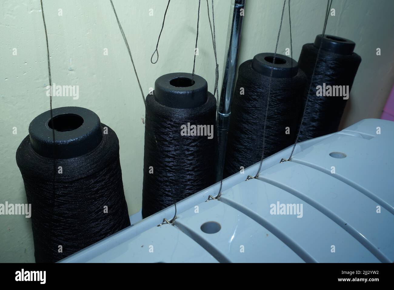 sewing thread in the machine for side lock Stock Photo - Alamy