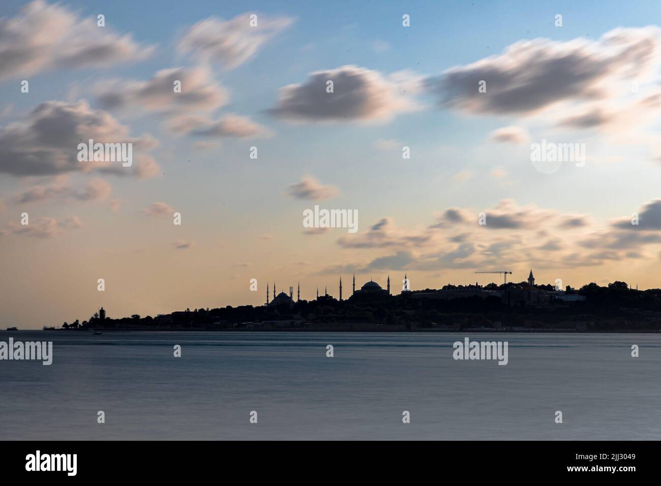istanbul city view at sunset , silhouette Stock Photo - Alamy