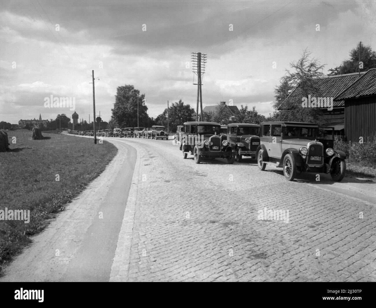 Car excursion with elderly from Olaus Petri parish. 40 cars Stock Photo ...