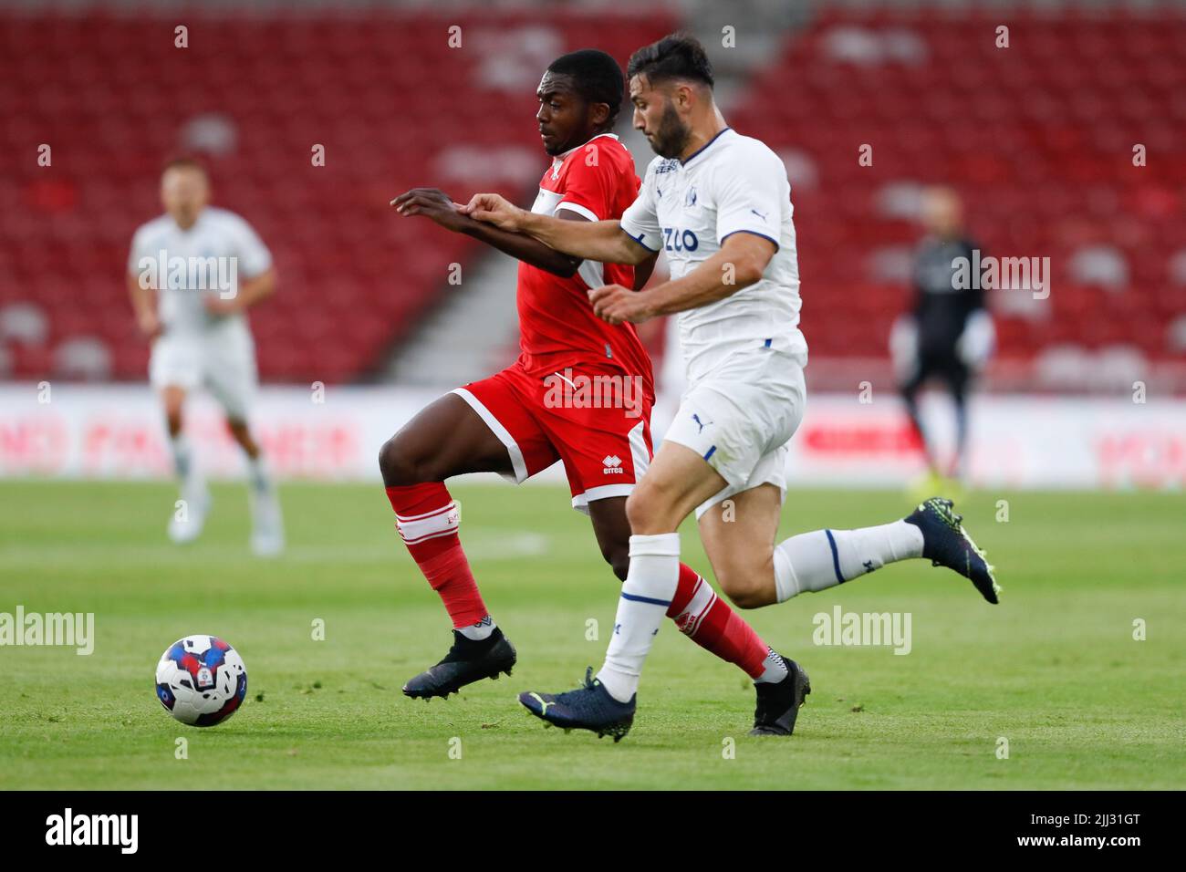 Middlesbrough's Nathan Wood (left) and Marseille's Jordan Amavi in ...