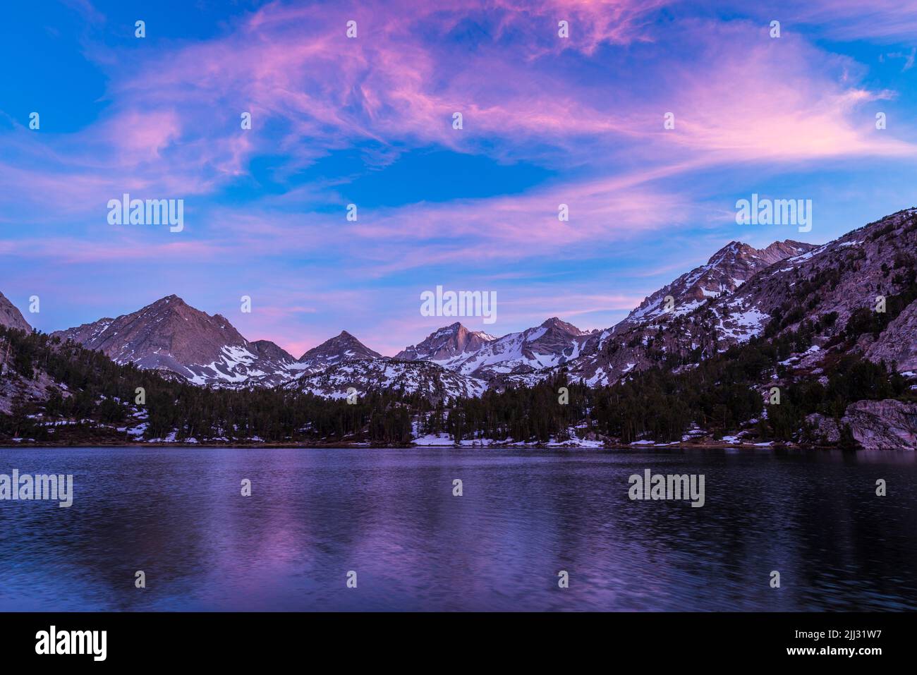 Evening light on Bear Creek Spire from Long Lake, John Muir Wilderness ...