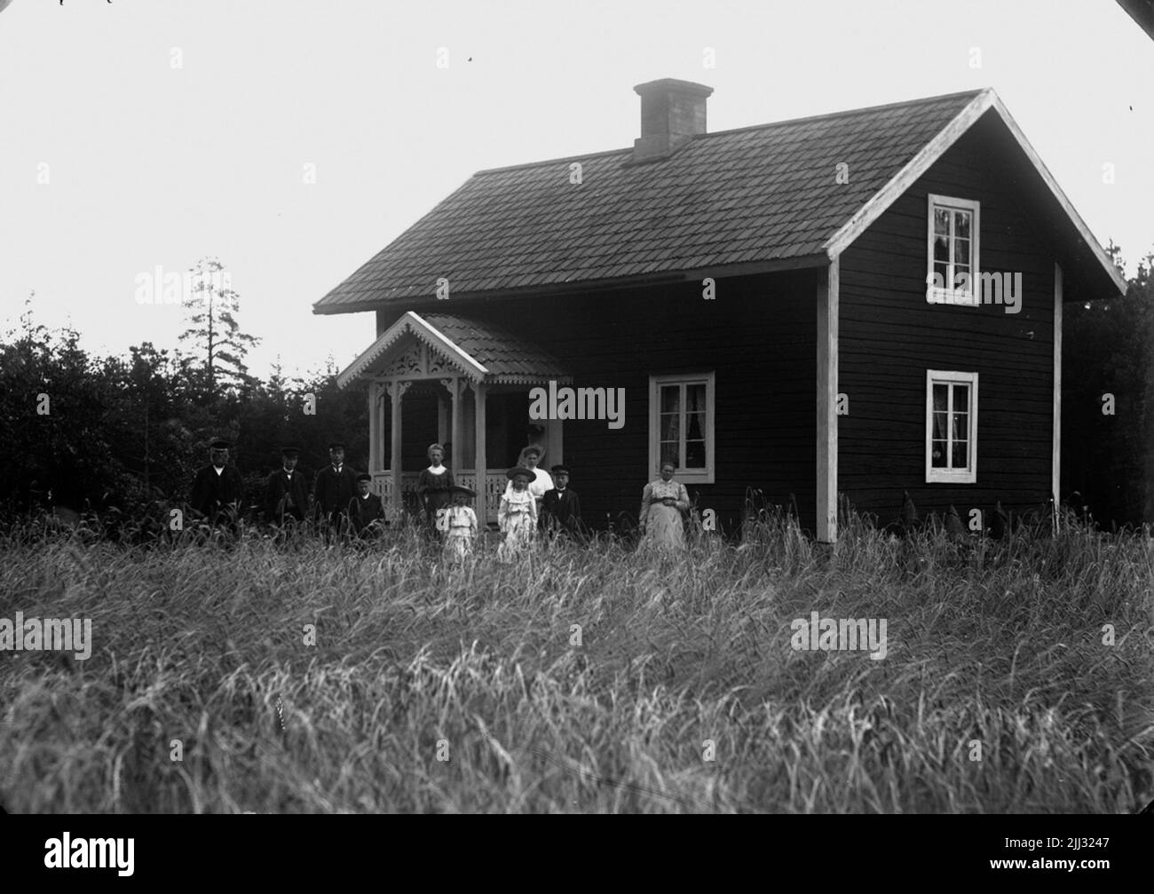 Residential building, group picture in front of the house Stock Photo ...