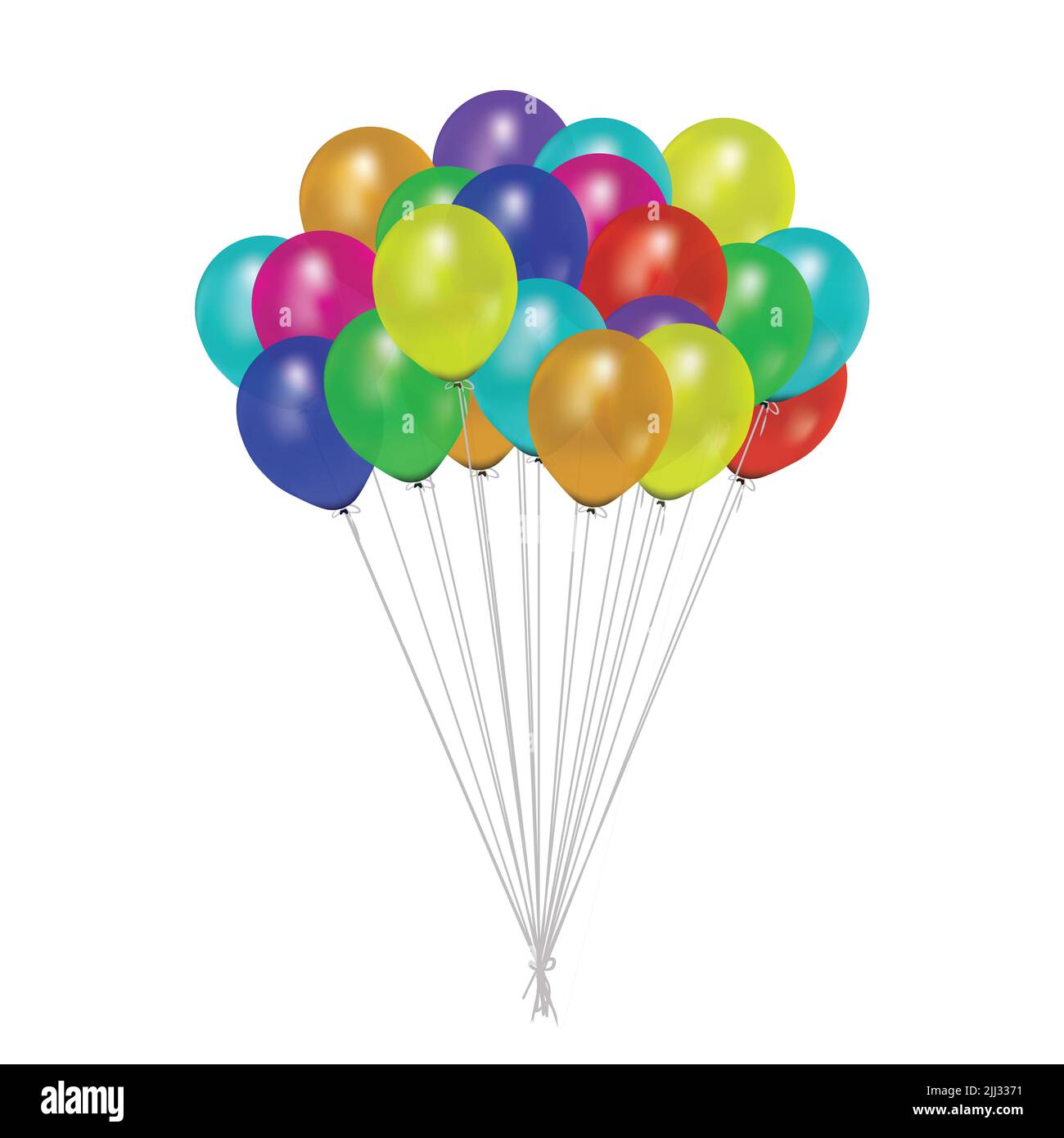 A realistic illustration of colorful helium balloons isolated on a ...