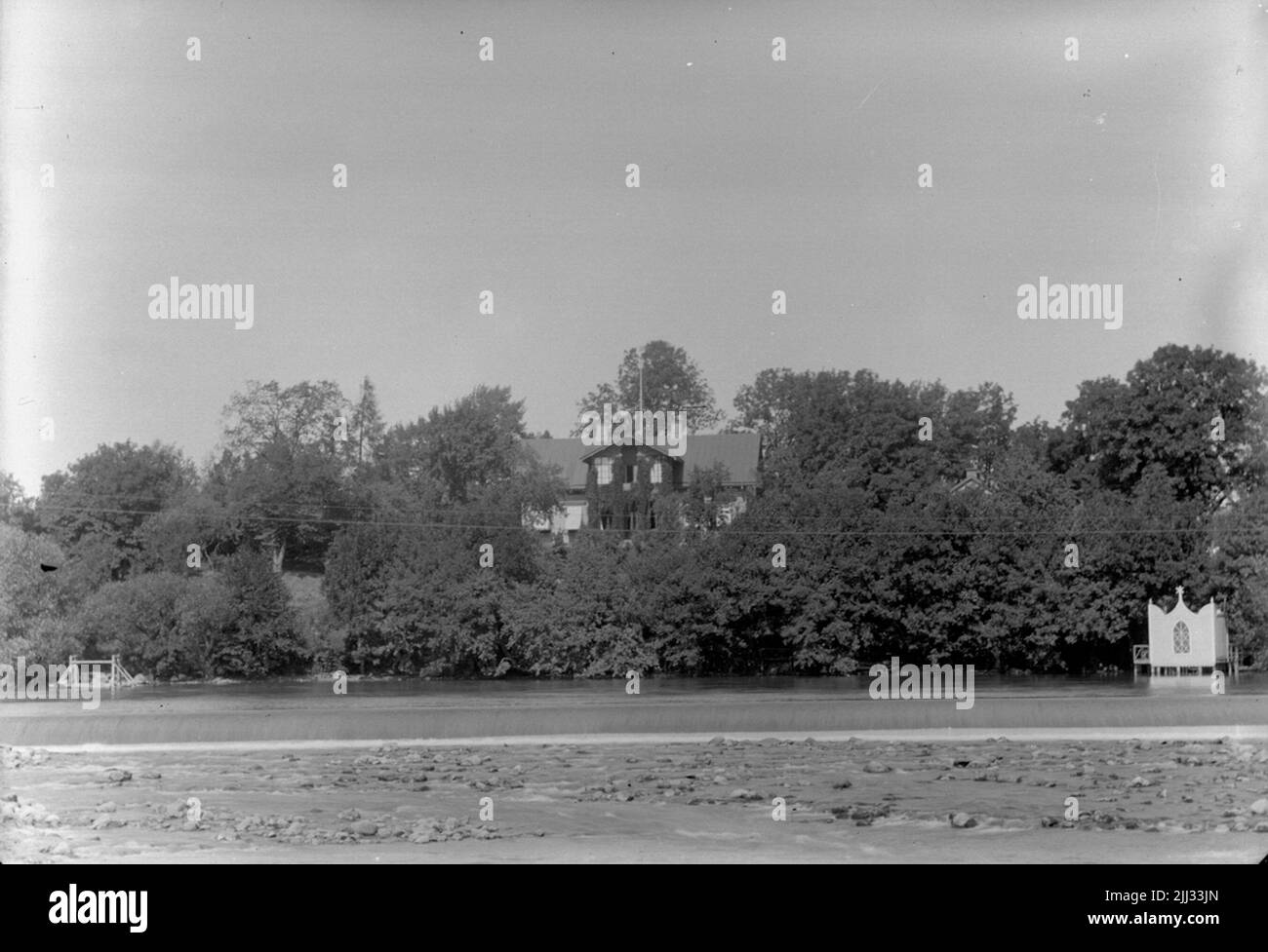 Residential area trees greenery Black and White Stock Photos & Images ...