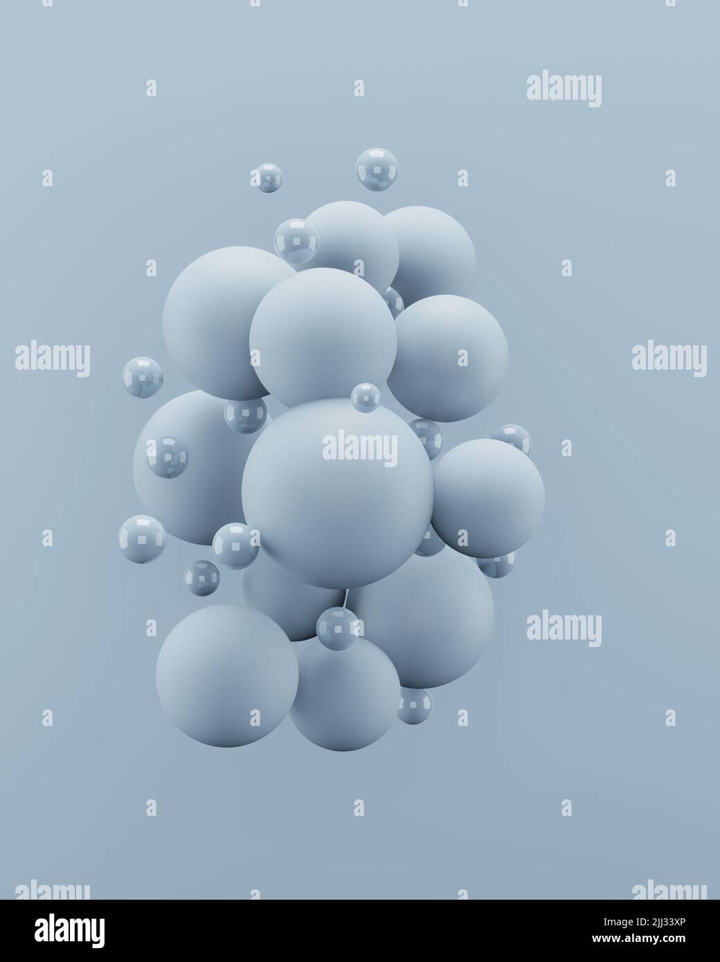 3d render of floating spheres on light blue background Stock Photo - Alamy