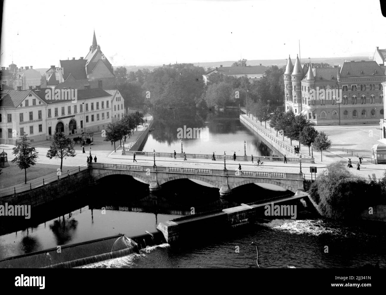 The picture taken west, Svartån, Storvron, Nerikes Allehanda house on ...