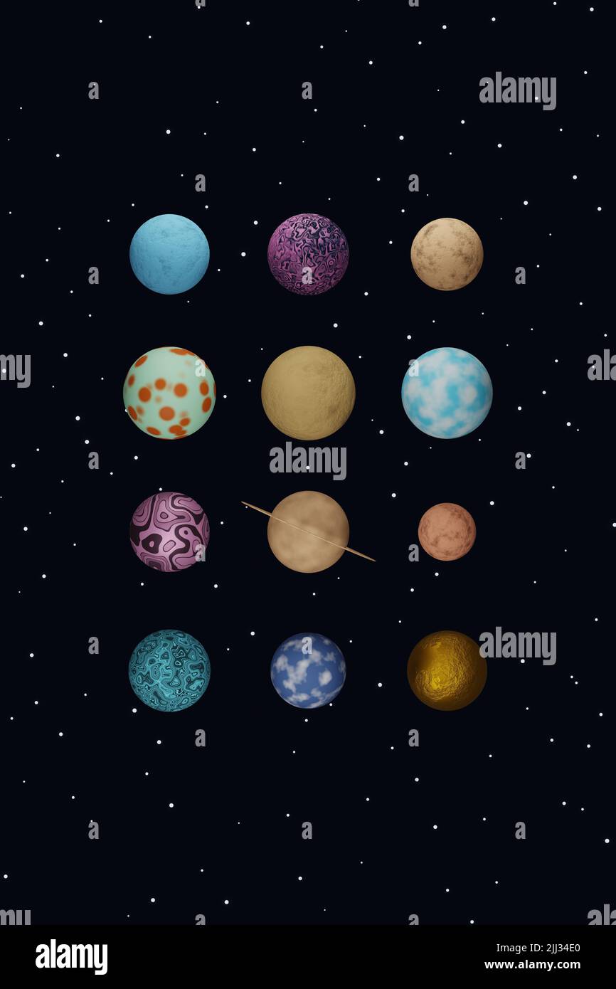 cosmic theme 3d render with glowing stars and planet Stock Photo - Alamy