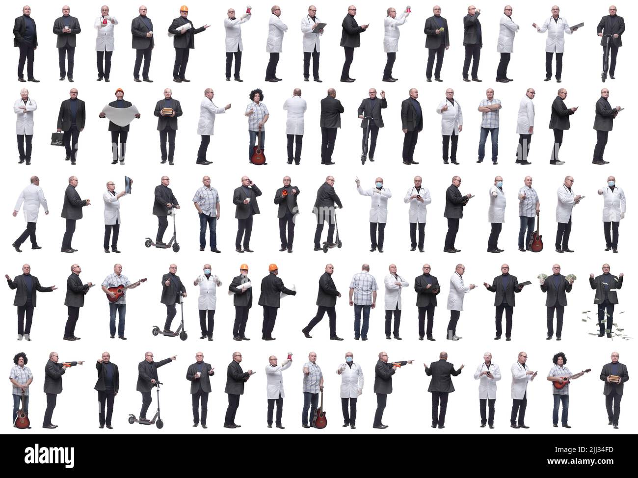 collage of a man in full growth displaying many professions and ...