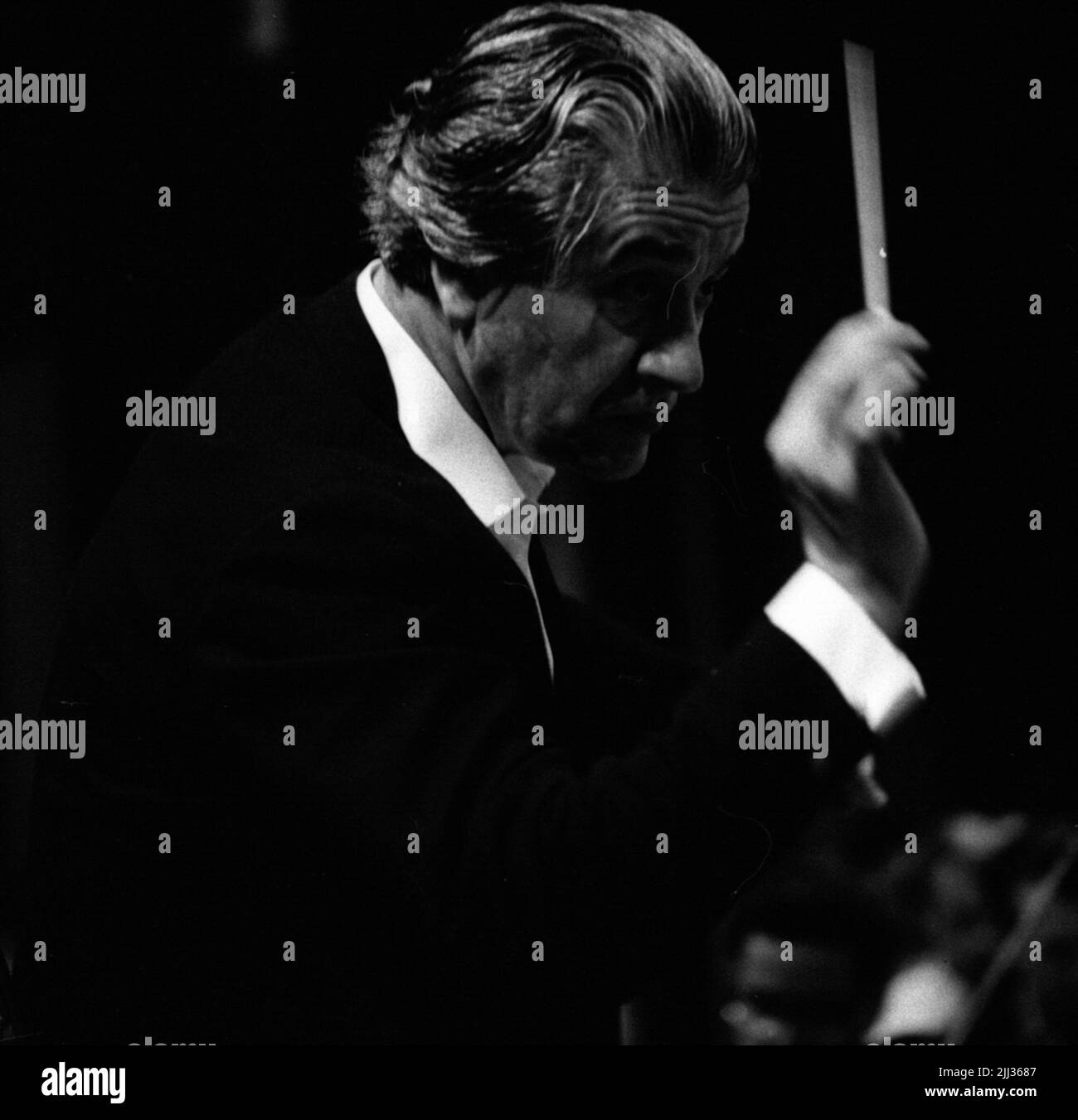 Cellibedache June 13, 1966, conductor dressed in white shirt and black ...