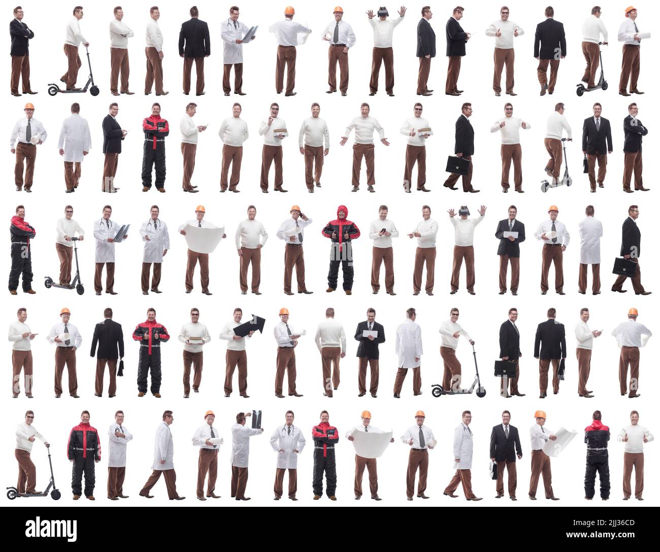collage of a man in full growth displaying many professions and ...