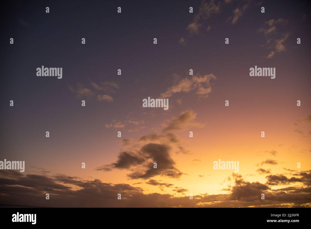 Sunset sky in Hawaii for sky replacement, background view in pastel ...