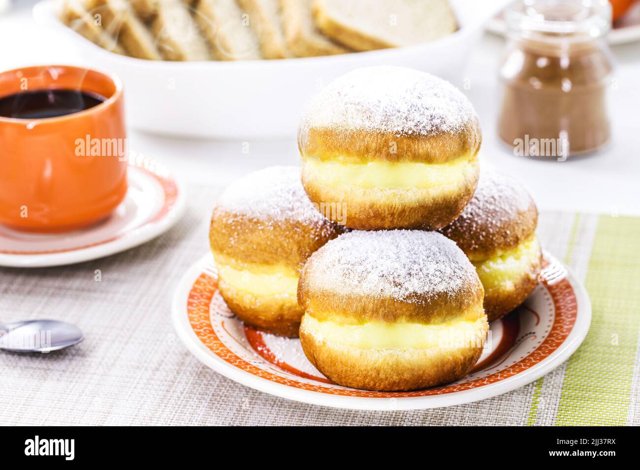 Berliner donuts, typical sweet from Germany, or "Sonho de Padaria ...