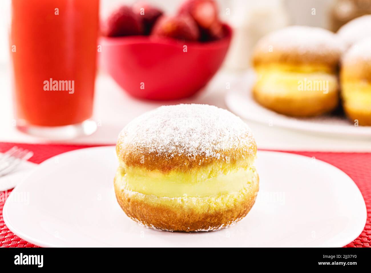 sweet bread with sugar cream and egg, called Brazilian fried donut ...
