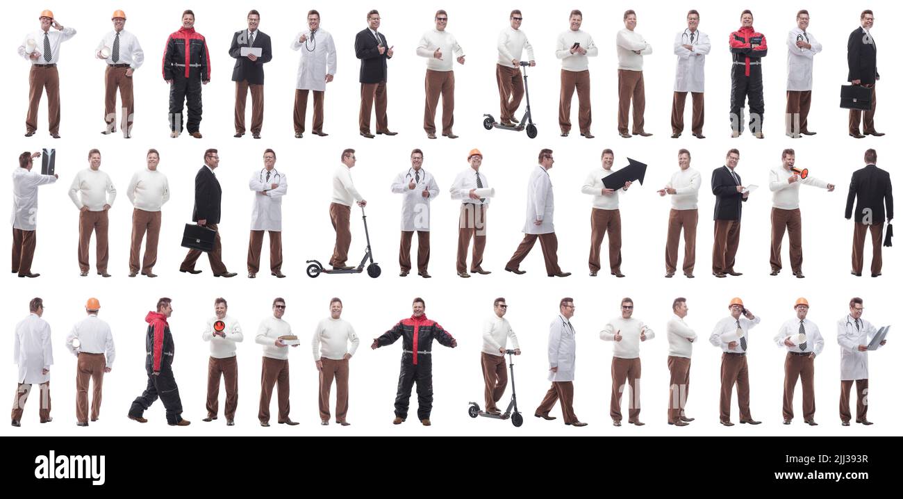 collage of a man in full growth displaying many professions and ...